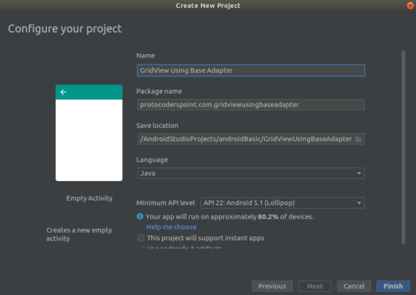 Gridview in Android using Base Adopter