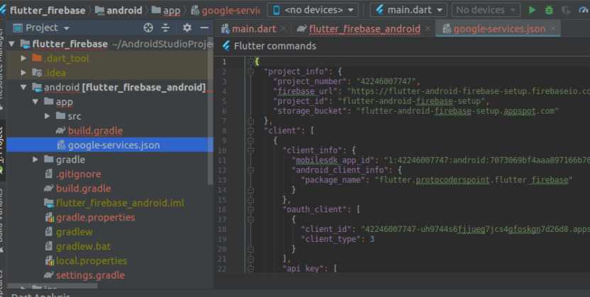 Connect flutter app to firebase Console - firebase integration - Android
