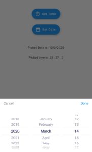 Flutter date time picker library with example