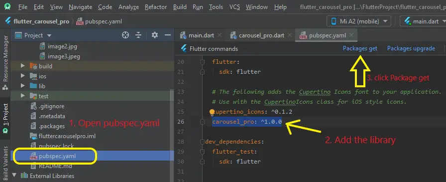 Image Slider In Flutter Using Carousel Pro Flutter Library