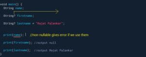 Flutter Null Safety example - handle null exception