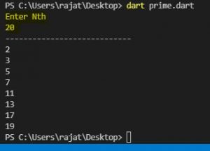 Prime Number program in dart