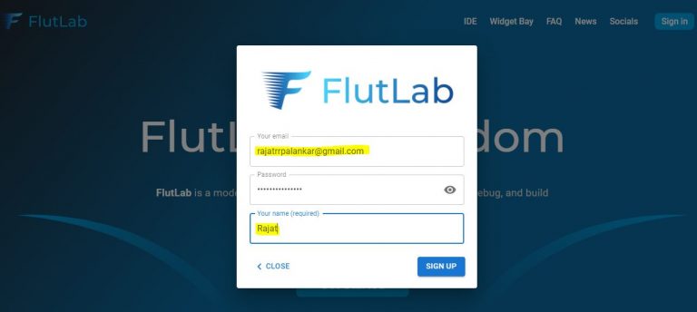 Now Develop Flutter App Online using FlutLab IDE