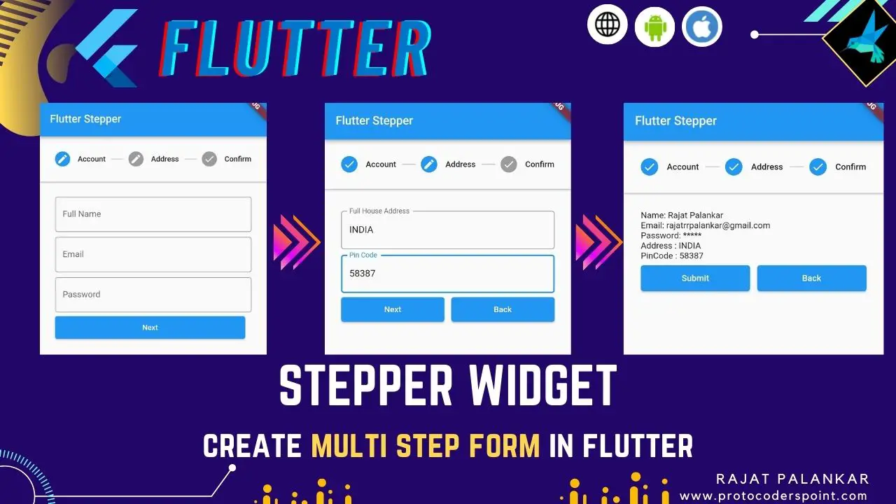 How To Create Multi Step Form Flutter Stepper Widget