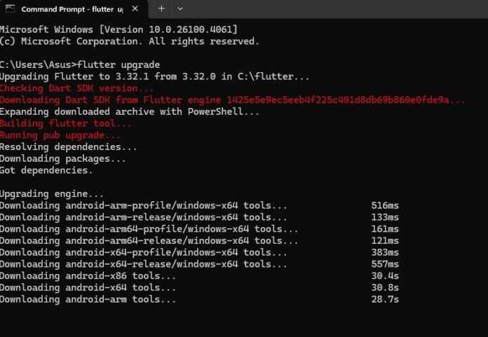 How to upgrade flutter SDK 3.32.0 & enable flutter windows desktop support